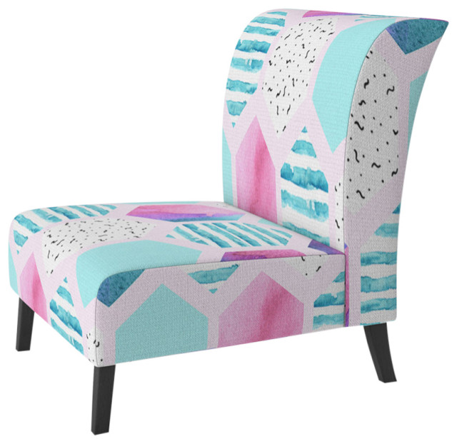 Pink and Blue Triangle Geometric Chair - Contemporary - Armchairs And ...