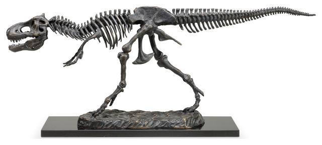 T-Rex Skeleton Statue 11.5" x 29" x 6" Brass, One Size - Eclectic ...