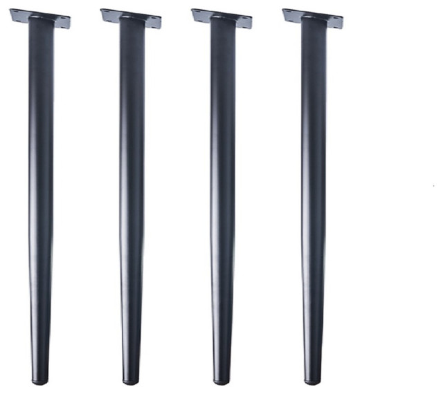 TUHOME 11.81" Round Steel Black stainless steel Slanted Legs (Set Of 4 ...