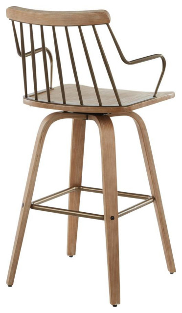 White Washed Wood, Antique Copper Metal Preston Counter Stool ...