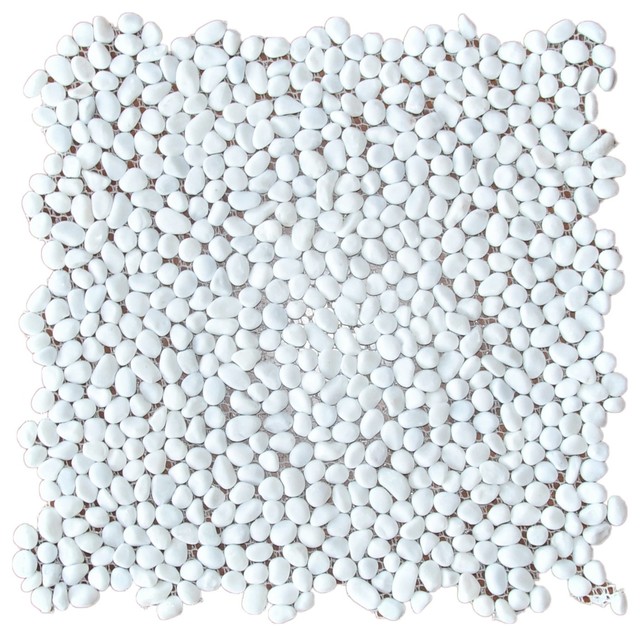Mini White Pebble Tile - Contemporary - Mosaic Tile - by Coverall Stone ...