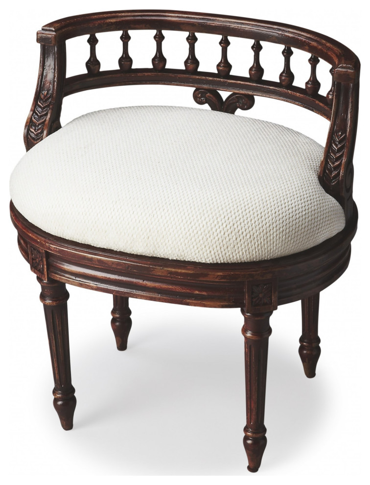 Vintage Cherry Vanity Seat - Traditional - Vanity Stools And Benches ...