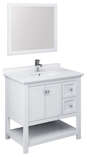 Fresca Manchester 36" Traditional Wood Bathroom Vanity with Mirror in ...