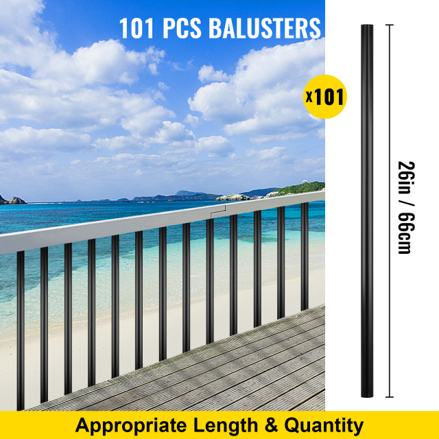 Deck Balusters Metal Deck Spindles 51 Pack Aluminum Alloy Railing, 26 ...
