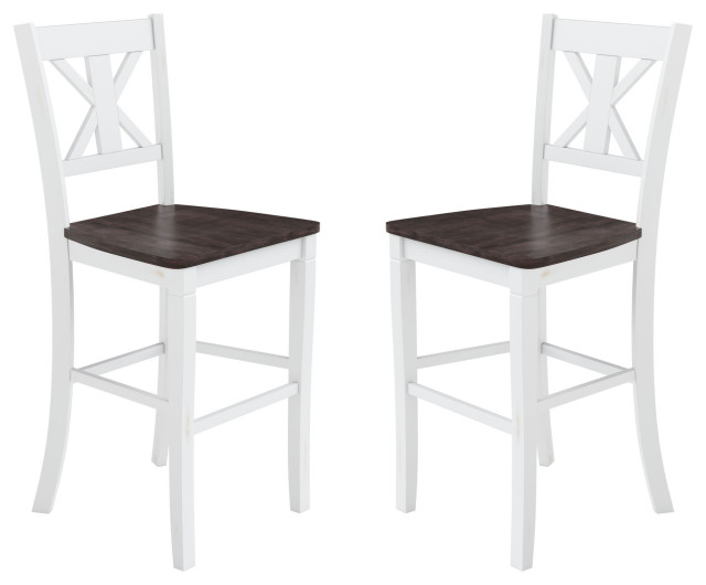 White Wash Bar Stools, Set of 2 - Farmhouse - Bar Stools And Counter ...