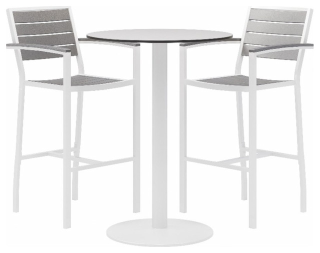 Eveleen 30in Round Bistro Table Set- Designer White Top- 2 Barstools ...
