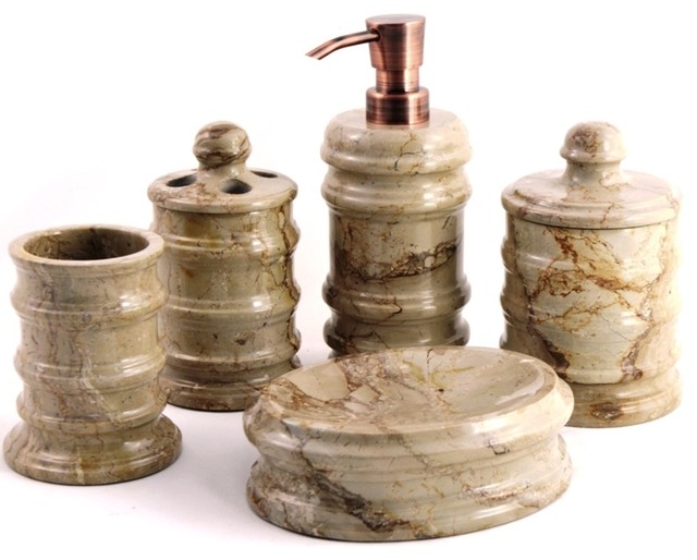 Waste Basket, Sahara Beige Marble - Traditional - Wastebaskets - by ...