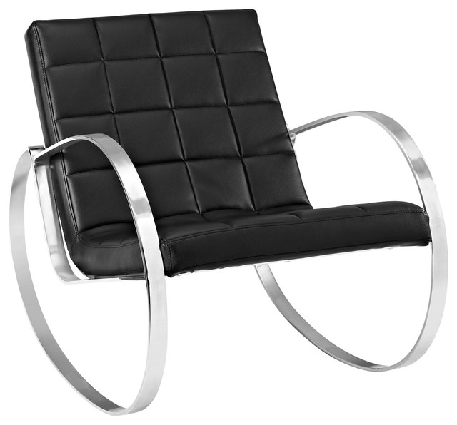 Modern Contemporary Urban Living Lounge Room Lounge Chair, Black, Faux ...