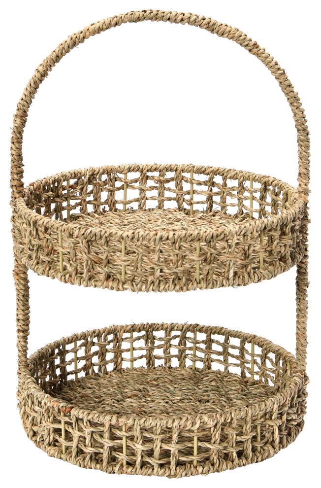 Household Essentials Seagrass 2-Tier Tray - Beach Style - Serving Trays ...