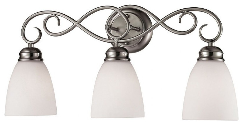 Traditional Curved Scrolling Arm 3 Light Bathroom Vanity Dome Shaped ...