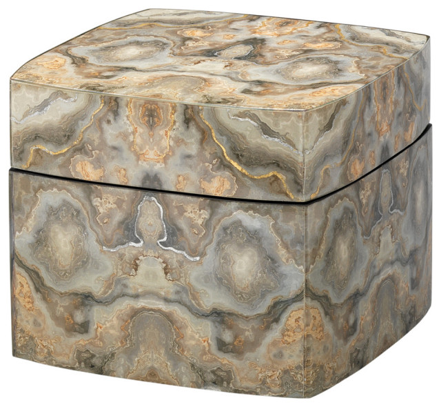 Gray Lacquer Paper Ink Blot Curved Box - Contemporary - Decorative ...