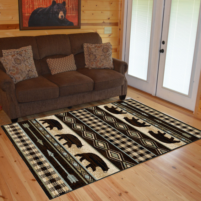 Lodge King Bear Down Lodge Area Rug, 2'3"x7'7" - Rustic - Hall And ...