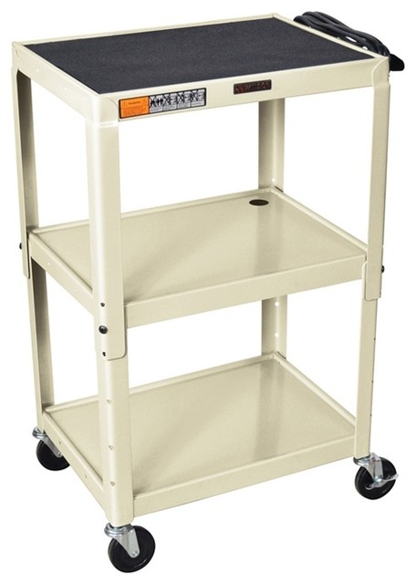 Adjustable Mobile AV Cart in Putty - Contemporary - Office Carts And Stands