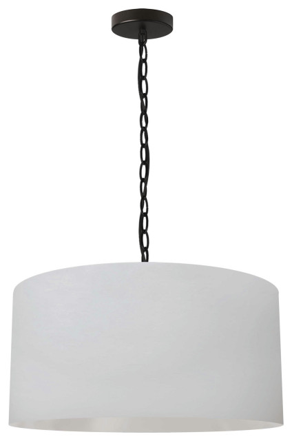 1 Light Medium Braxton Black Pendant w/ White Shade - Transitional ...
