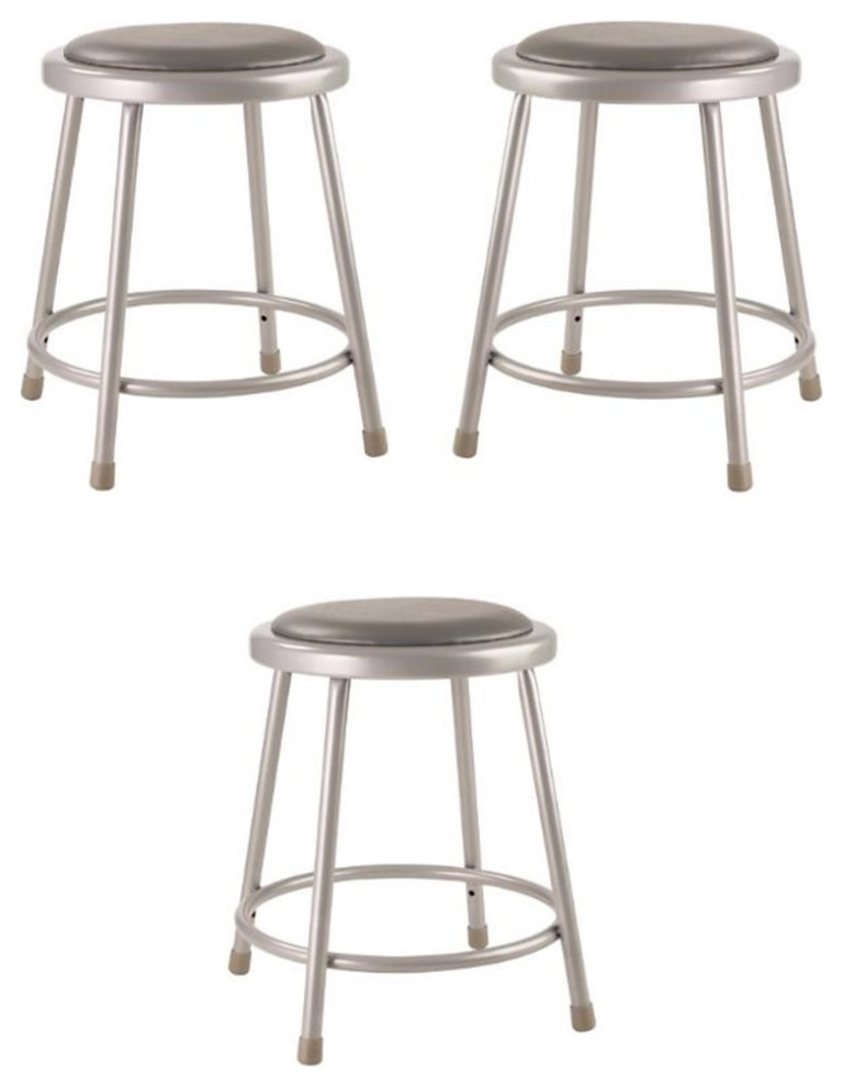 Home Square 6400 Series 18" Modern Steel Heavy Duty Stool in Gray - Set ...