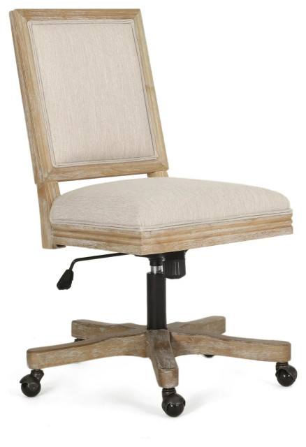 Rustic Office Chair, Rubberwood Frame With Square Seat - French Country ...