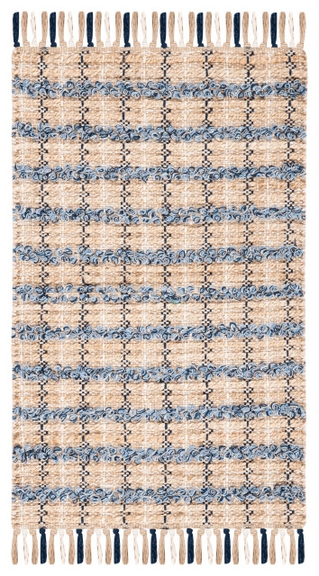 Safavieh Cape Cod Cap871M Geometric Rug, Blue and Natural, 2'3"x8'0 ...