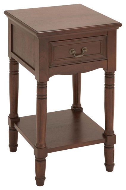 Traditional Brown Wood Accent Table 96193, 16" x 16" x 29 ...