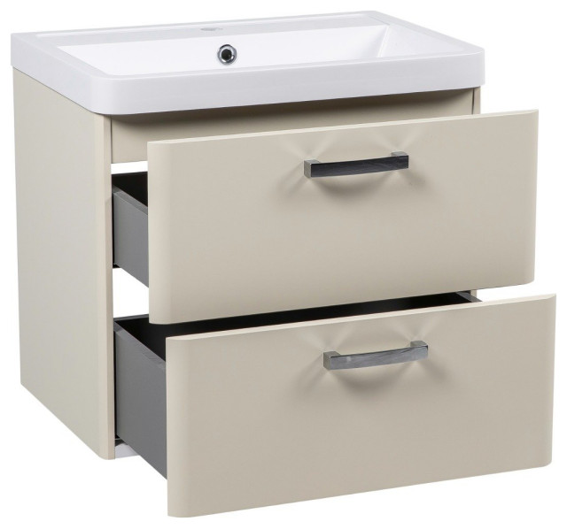 Modern Wall-Mounted Bathroom Vanity | Fiona Beige Matte Omega 32", 36 ...
