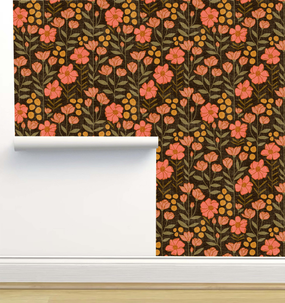 Isobel Dark Wallpaper, Sample 12"x8" - Contemporary - Wallpaper - by ...