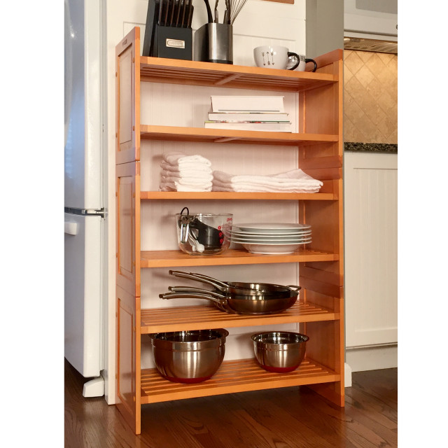Solid Wood 3-Tier Storage Rack - Transitional - Display And Wall ...