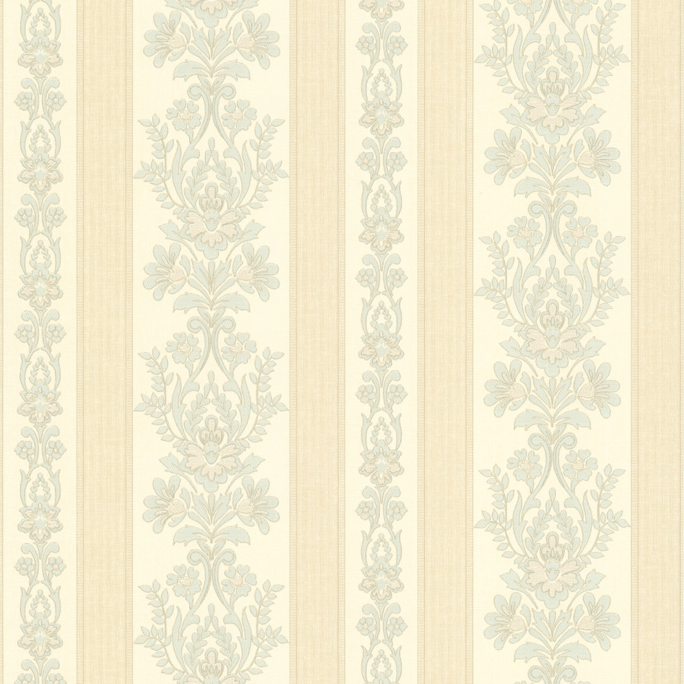 Kensington Light Blue Damask Stripe Wallpaper, Bolt - Traditional ...