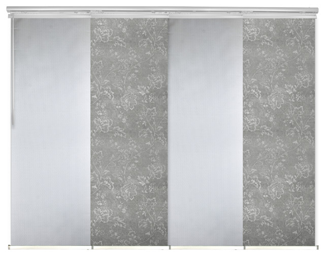 Dappled Iron-Poppy 4-Panel Track Extendable Vertical Blinds 48-88"x94 ...