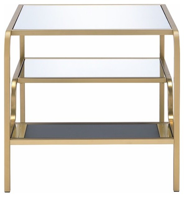 ACME Astrid End Table, Gold and Mirror - Contemporary - Side Tables And ...