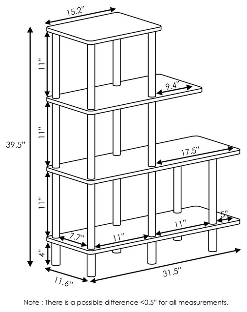 Furinno Turn-N-Tube 4-Tier Cube Ladder Shelf, Espresso/Black ...