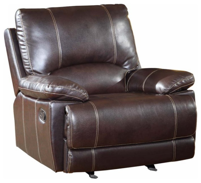 41" Brown Leather Match Recliner - Contemporary - Recliner Chairs - by ...