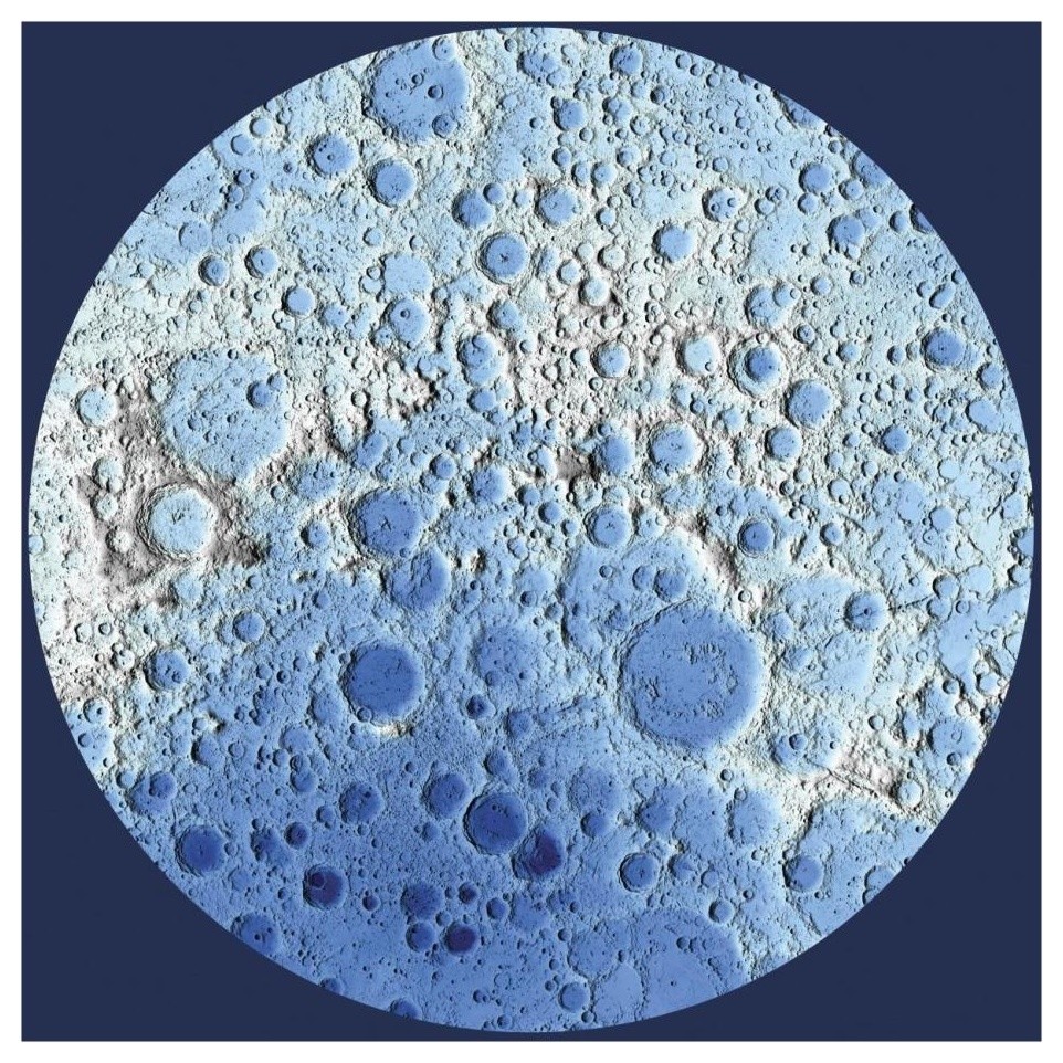 "Unmarked Decorative Topographic Map of the Moon, South Pole" Paper Art ...