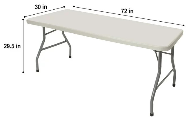Rectangular Folding Table, Wishbone Style Legs With Scratch Resistant ...