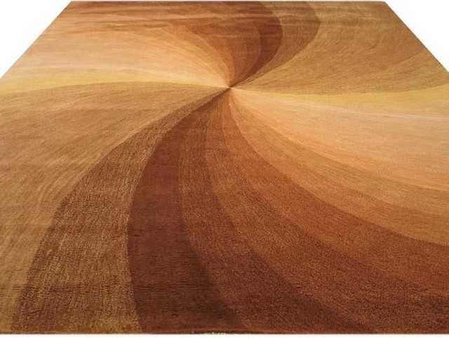 EORC Hand-tufted Wool Brown Contemporary Abstract Swirl Rug ...