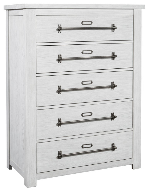 Industrial Dresser, 5 Drawers With Elongated Metal Pulls & Label ...