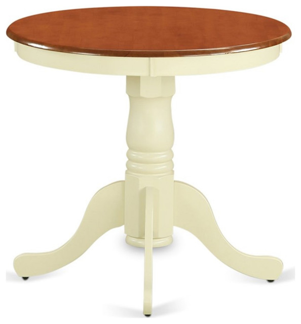 Atlin Designs Round Rubber Wood Dining Table in Cream/Cherry ...