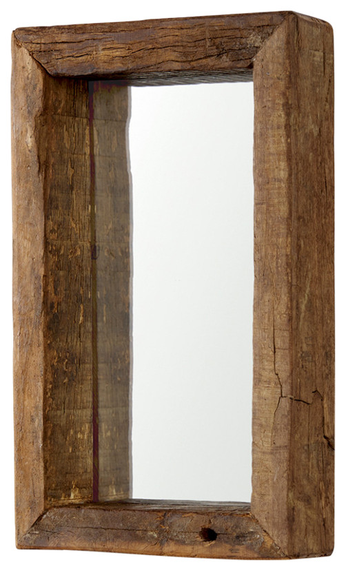 Gervaise Brown Solid Wood Frame Rectangular Wall Mirror, 12" x 7 ...