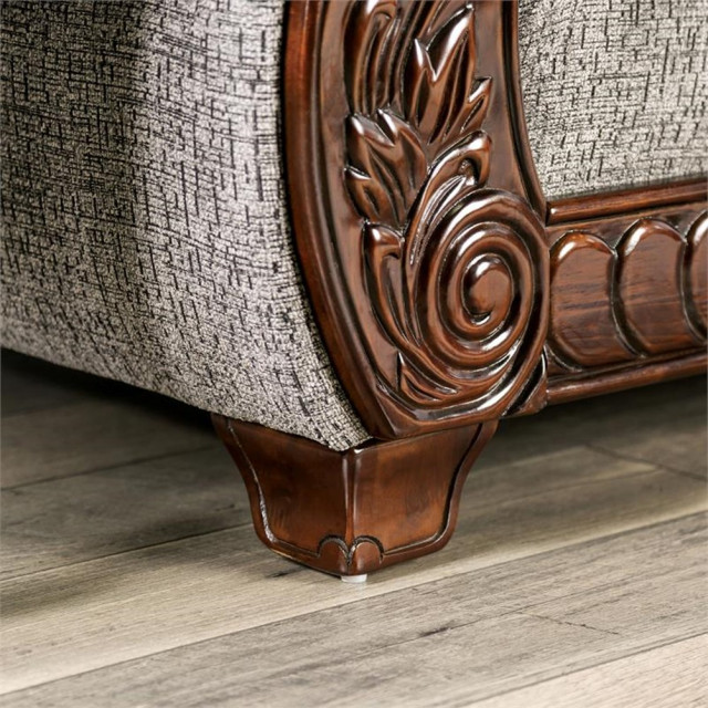 Furniture of America Andrea Traditional Chenille Rolled Arms Loveseat ...