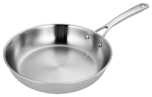 10 Inch Triple-Ply Stainless Steel Fry Pan with Lid - Modern - Frying ...