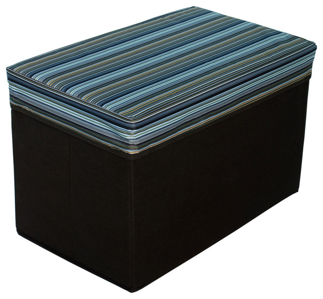 Multi Stripe - Brown Rectangle Foldable Storage Ottoman / Storage Boxes ...