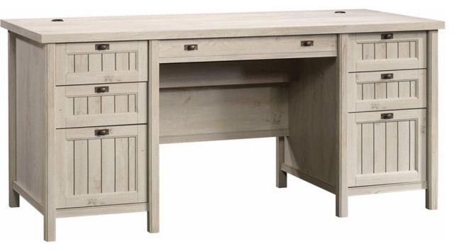 Home Square 2-Piece Set with Executive Desk & Accent Chest in Chalked ...