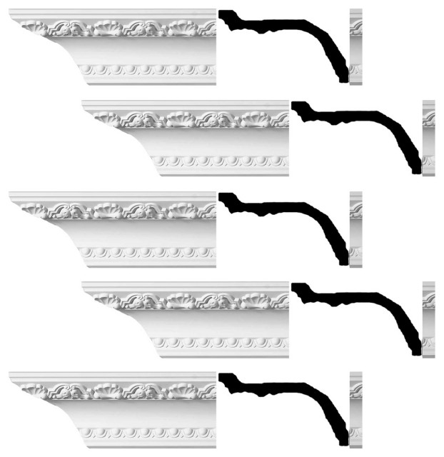 Ornate Cornice White Urethane Giovane Design 5 Pieces Totaling 480 ...