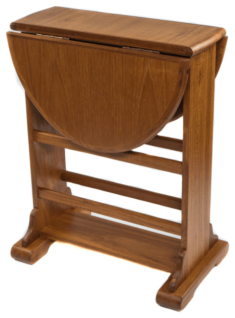 21" Brown Solid Wood Oval Drop Leaf End Table - Transitional - Side Tables And End Tables - by ...