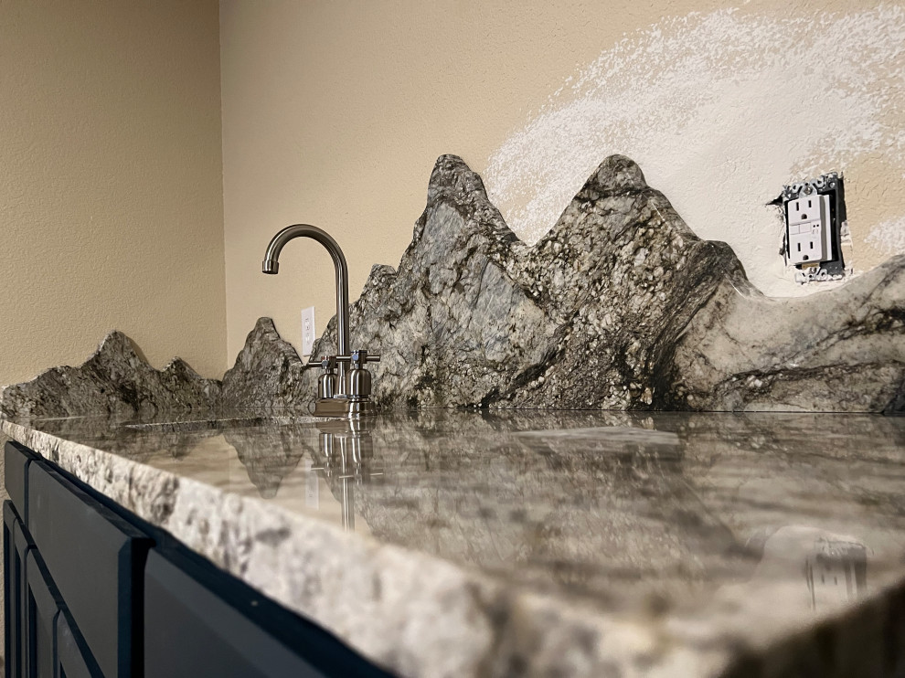 Granite Wet Bar With Custom Granite Mountain Backsplash - Denver - by ...