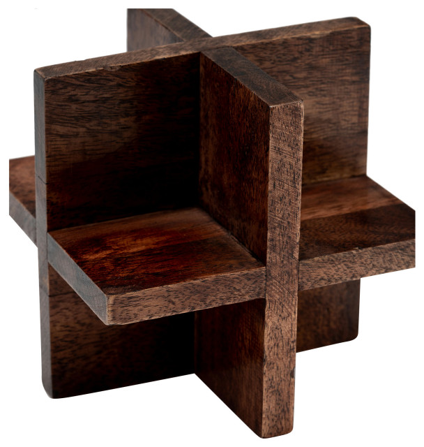 6", Cross Wooden Orb, Brown - Rustic - Decorative Objects And Figurines ...
