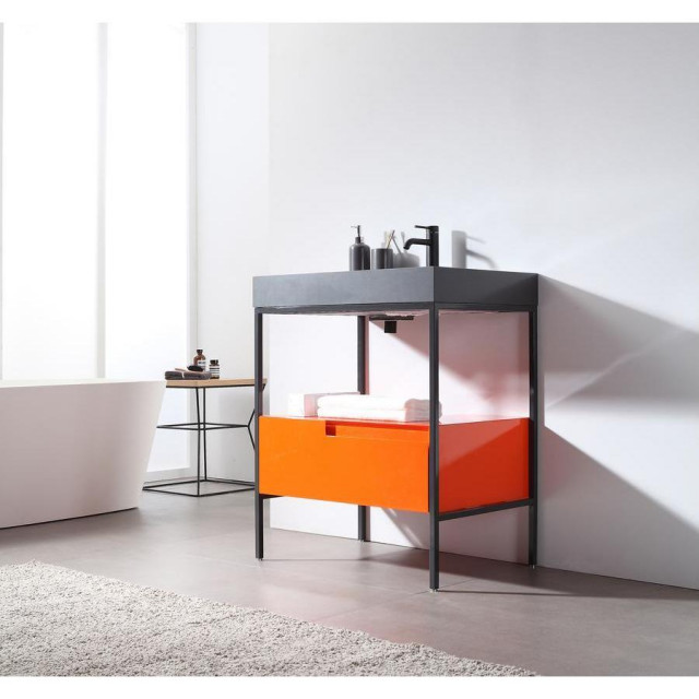 Texel 30" Red Amber/dark Gray Industrial Style Freestanding Bathroom ...