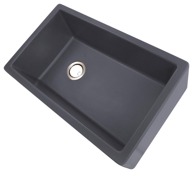 33"x 20" Granite Composite Farmhouse Sink With Side Set Drain ...