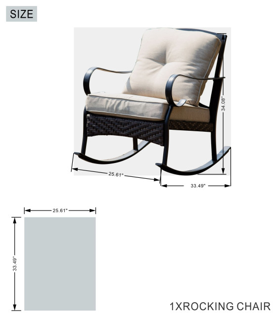 3-Piece Outdoor Freestyle Iron Rocking Chair Set with Side Table ...