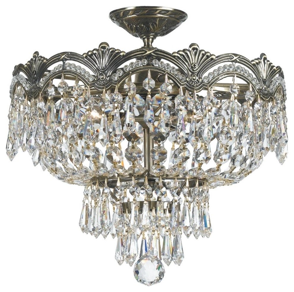 Crystorama Majestic 3 Light Swarovski Strass Crystal Semi-Flush ...