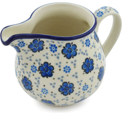 Polish Pottery 8 oz. Stoneware Pitcher Hand-Decorated Design ...