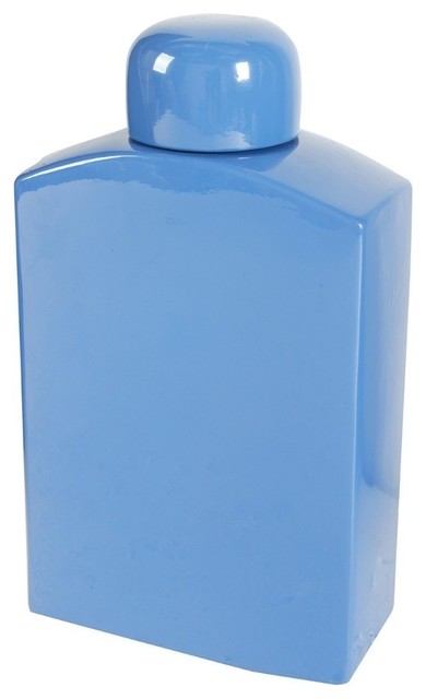 Rectangular Ceramic Lidded Jar, Blue - Contemporary - Decorative Jars ...